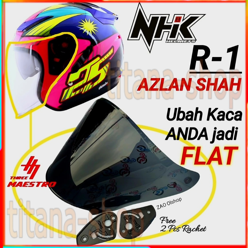 Jual NHK R1 AZLAN SHAH kaca helm datar venom / flat visor open venom ...