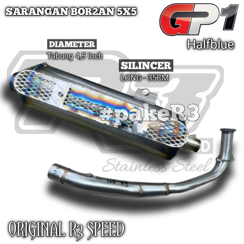 Jual knalpot luster bor boran nmax aerox vario pcx adv lexy original R3 Speed GP1 halfblue ...