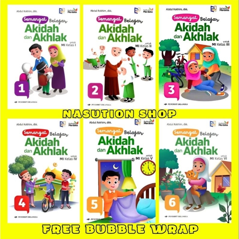 Jual Buku Semangat Belajar Akidah dan Akhlak Kelas 1 2 3 4 5 6 MI Erlangga Kurikulum Merdeka ORI ...