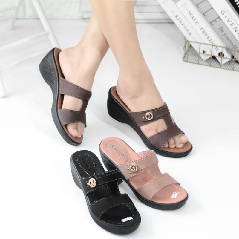 Jual Sandal wanita wedges sendal cewek selop slop tinggi kondangan ...