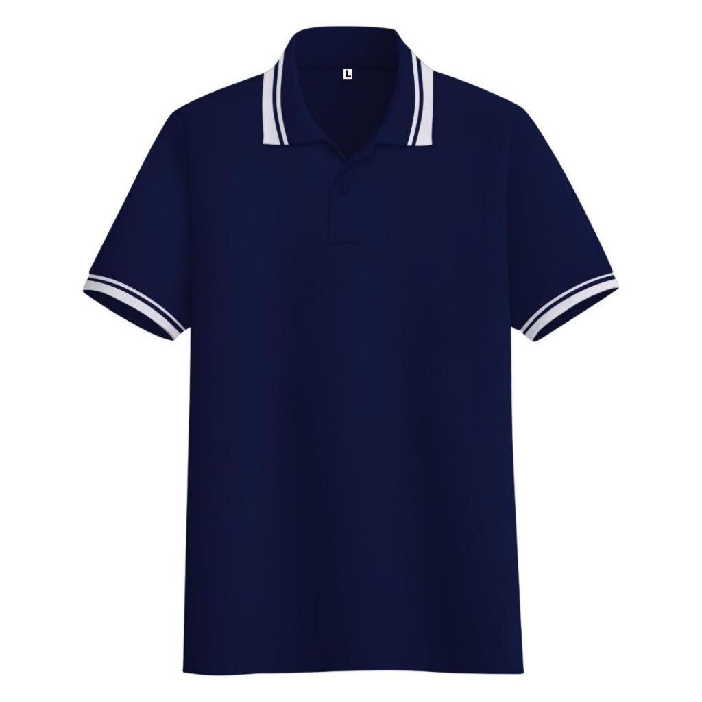 Jual Noveli wear - Kaos polo shirt polos Navy Blue kerah stripe | kaos kerah seragam pria lengan ...