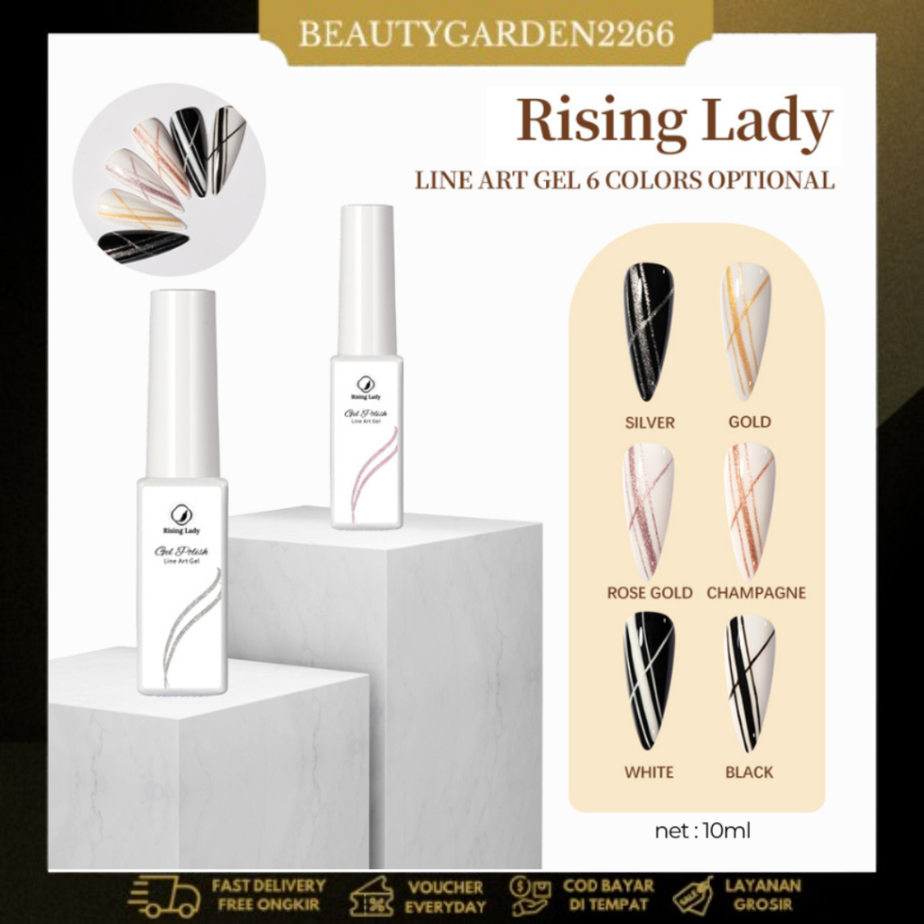 Jual [ COD ] Rising Lady Line Gel Metal Nail Art 10ml/Kutek Line Gel ...