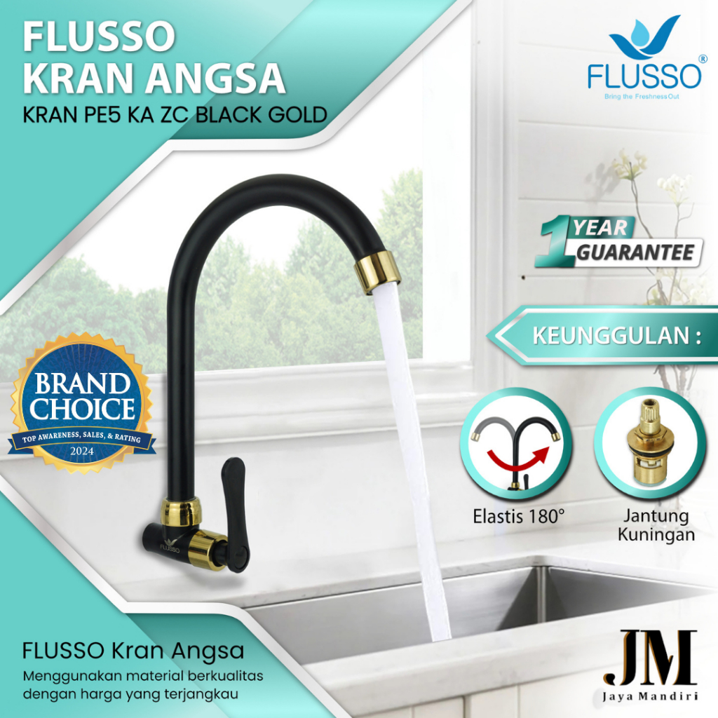 Jual Flusso Kran Angsa Cuci Piring Wastafel Tempel Tembok 1/2 Inch ...