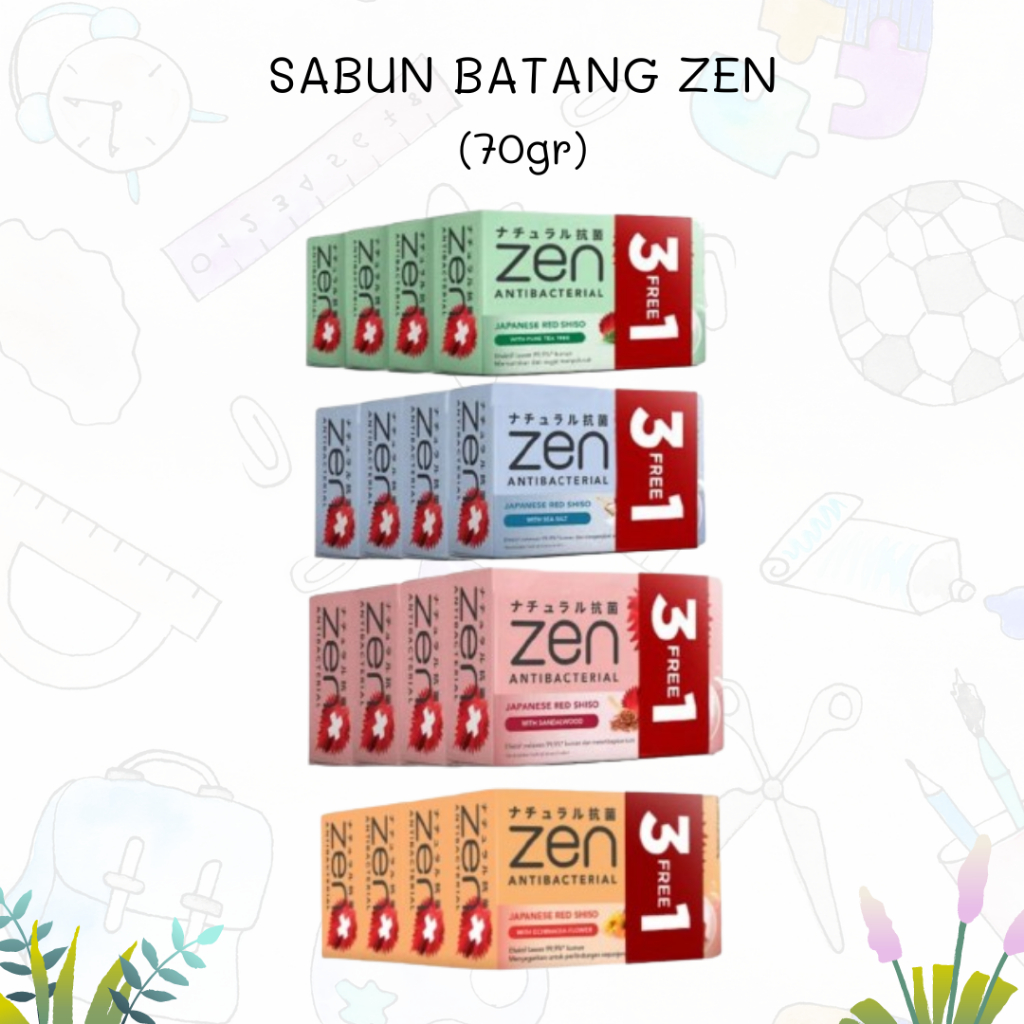 Jual SABUN BATANG ZEN ANTI BACTERIAL 4x70gr (1PACK) | Shopee Indonesia