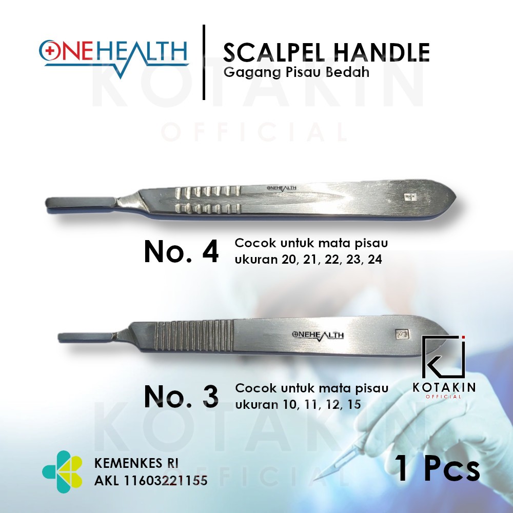 Jual Scalpel Handle Onehealth No. 3 4/ Gagang Pisau Bedah Bisturi Surgical Blade | Shopee Indonesia
