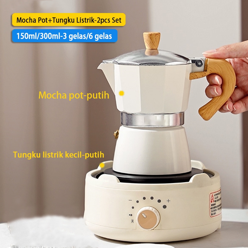 Jual Mocha Pot Espresso Pot Moca Pot Tungku Listrik Set Mocha Coffee ...