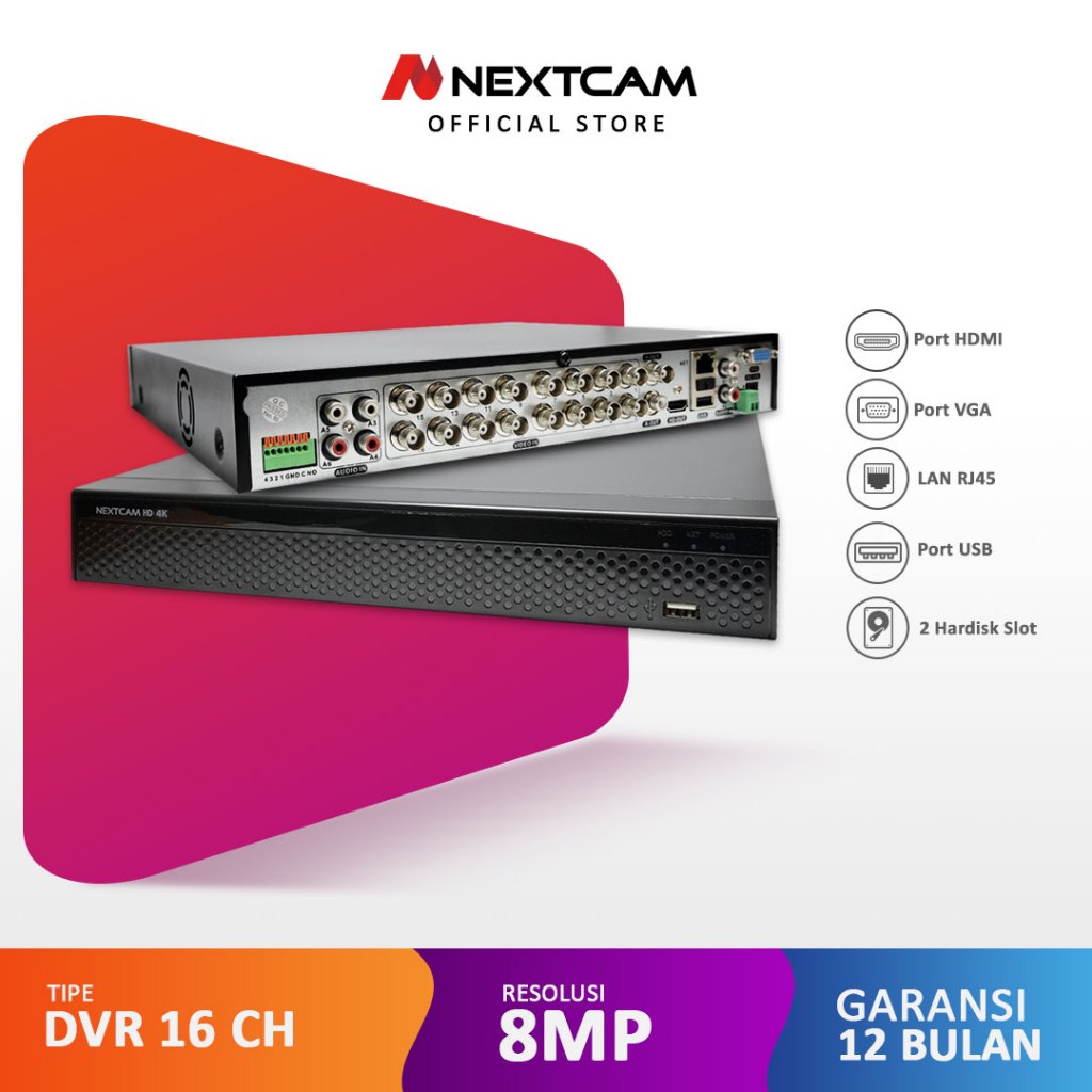 Jual Nextcam DVR/XVR/NVR Hybrid CCTV 16Channel AI FACE HD 4K Support 8MP Bisa online HP Support ...