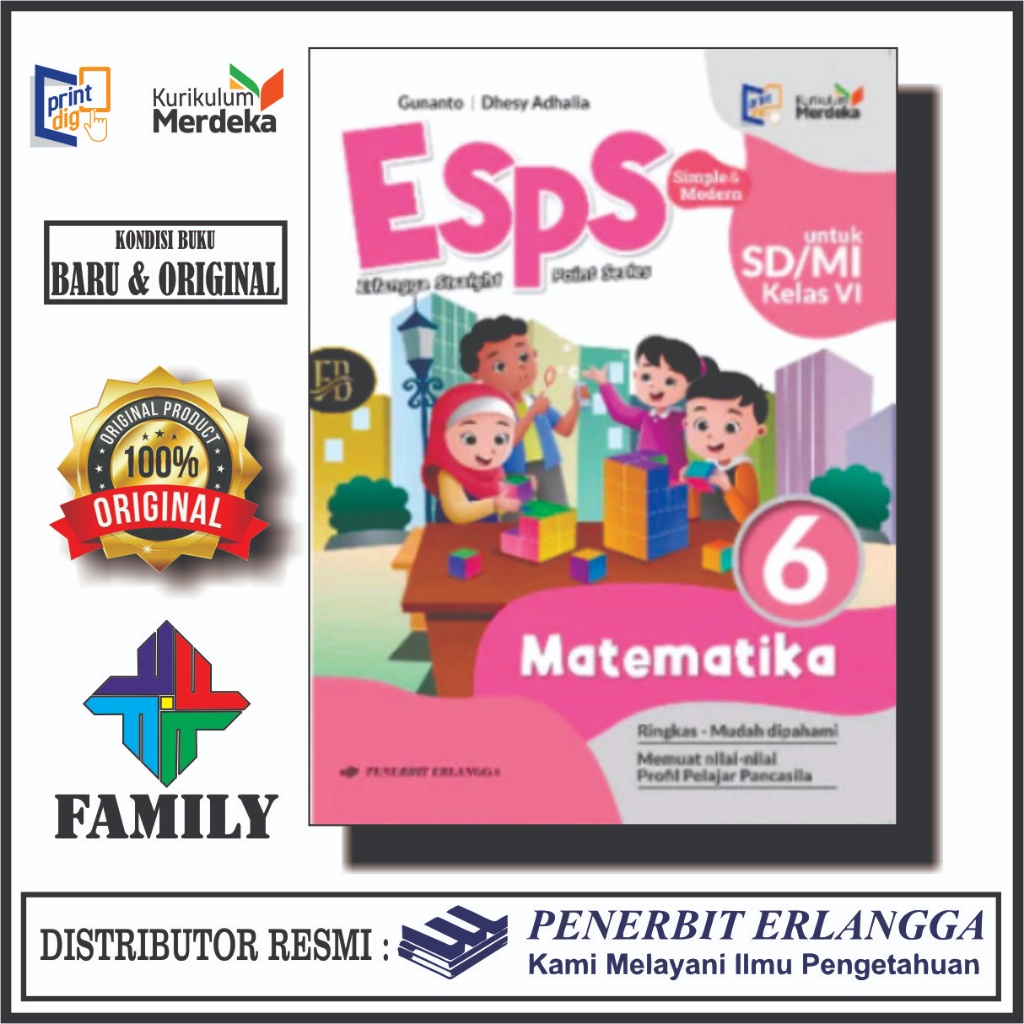 Jual ESPS MATEMATIKA SD KELAS 1 2 3 4 5 6 KURMER Kurikulum merdeka penerbit ERLANGGA BARU DAN ...