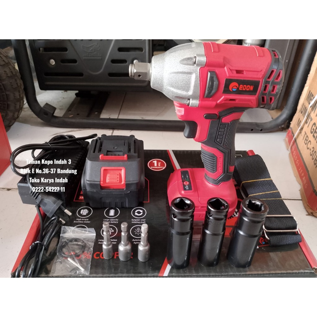 Jual Impact Wrench Cordless Edon ED-48721Volt Mesin Pembuka Buka ...