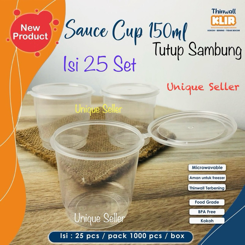 Jual Thinwall Cup 25ml 35ml 60ml isi 50 set & 100ml 150ml isi 25 set KLIR / Thinwall Sauce Cup ...