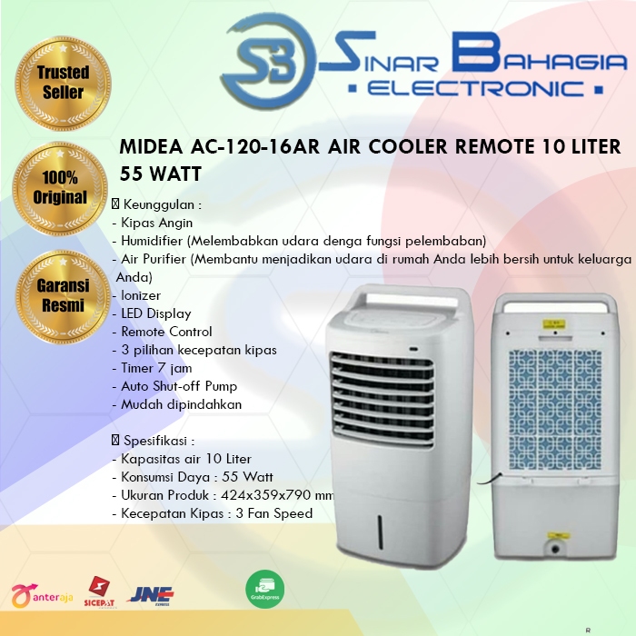 Jual MIDEA AC-120-16AR AIR COOLER REMOTE 10 LITER 55 WATT (NEW) (KHUSUS ...