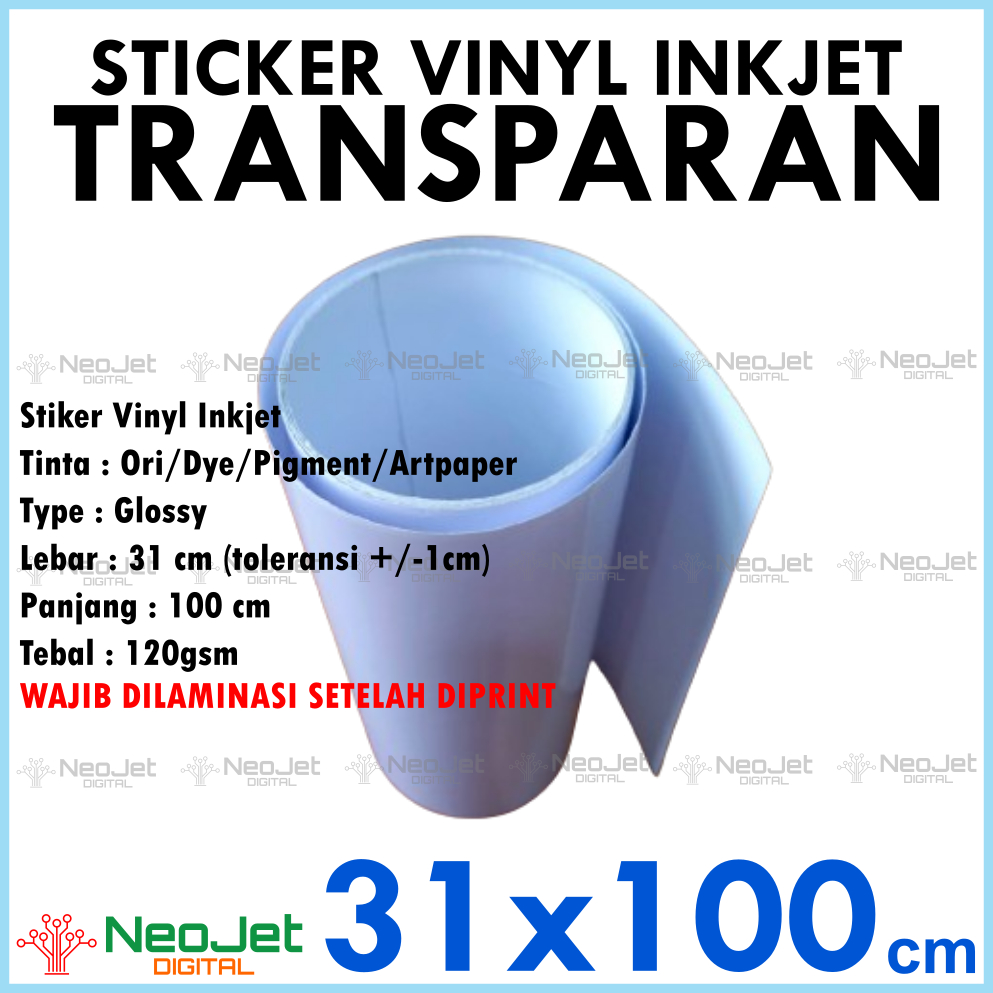 Jual Sample Sticker Vinyl White Putih / Transparan PVC INKJET ukuran 31 ...