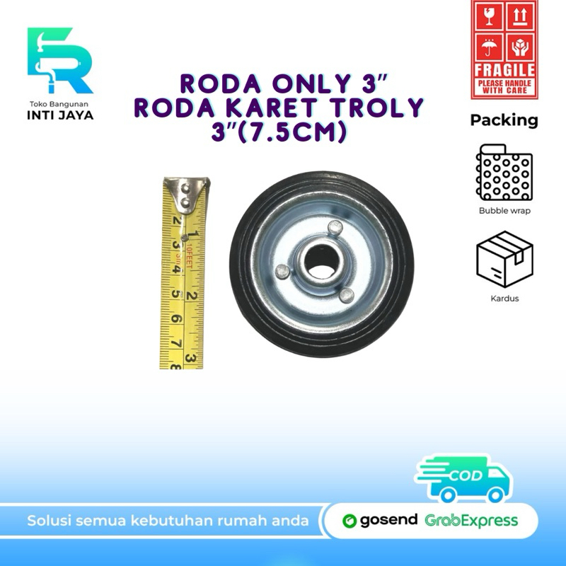 Jual RODA ONLY 3" / Roda Karet Troly Troli 3” / Roda Karet Saja 3” inch ...