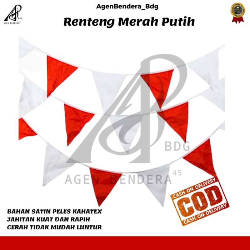 Jual Bendera Renteng Kain Segitiga Merah Putih Bahan Satin Peles | Shopee Indonesia