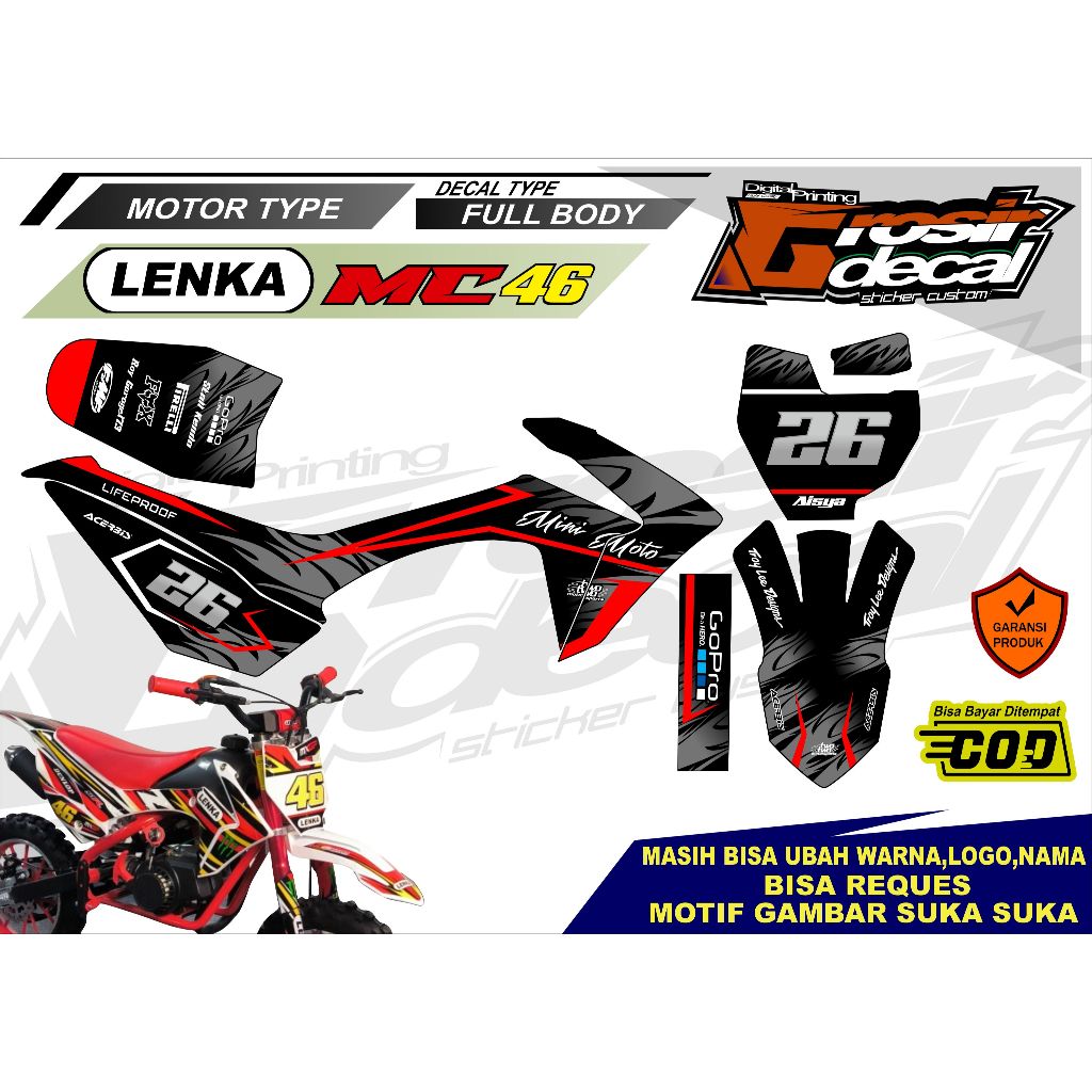Jual Decal Sticker Trail Mini LENKA 50cc Stiker Mini Trail Lenka MC46 ...