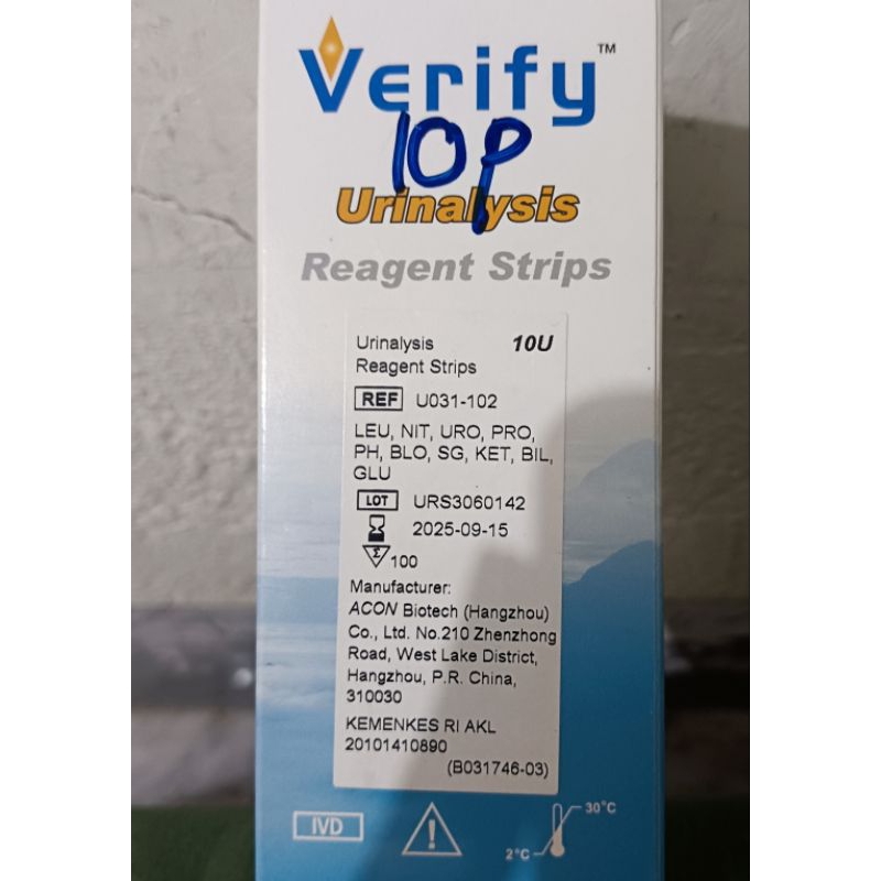 Jual Verify Urinalysis Reagen Strips Test Urine 10P Per Pcs | Shopee ...