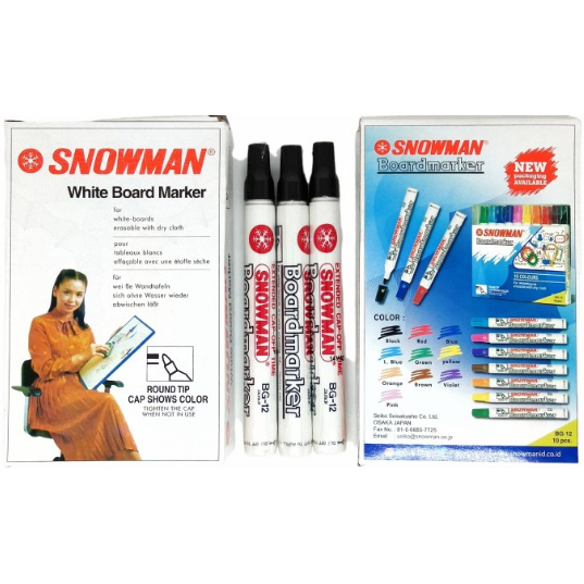 Jual [ Isi 6 & 12 ] Spidol Snowman Whiteboard / Whiteboard Marker ...