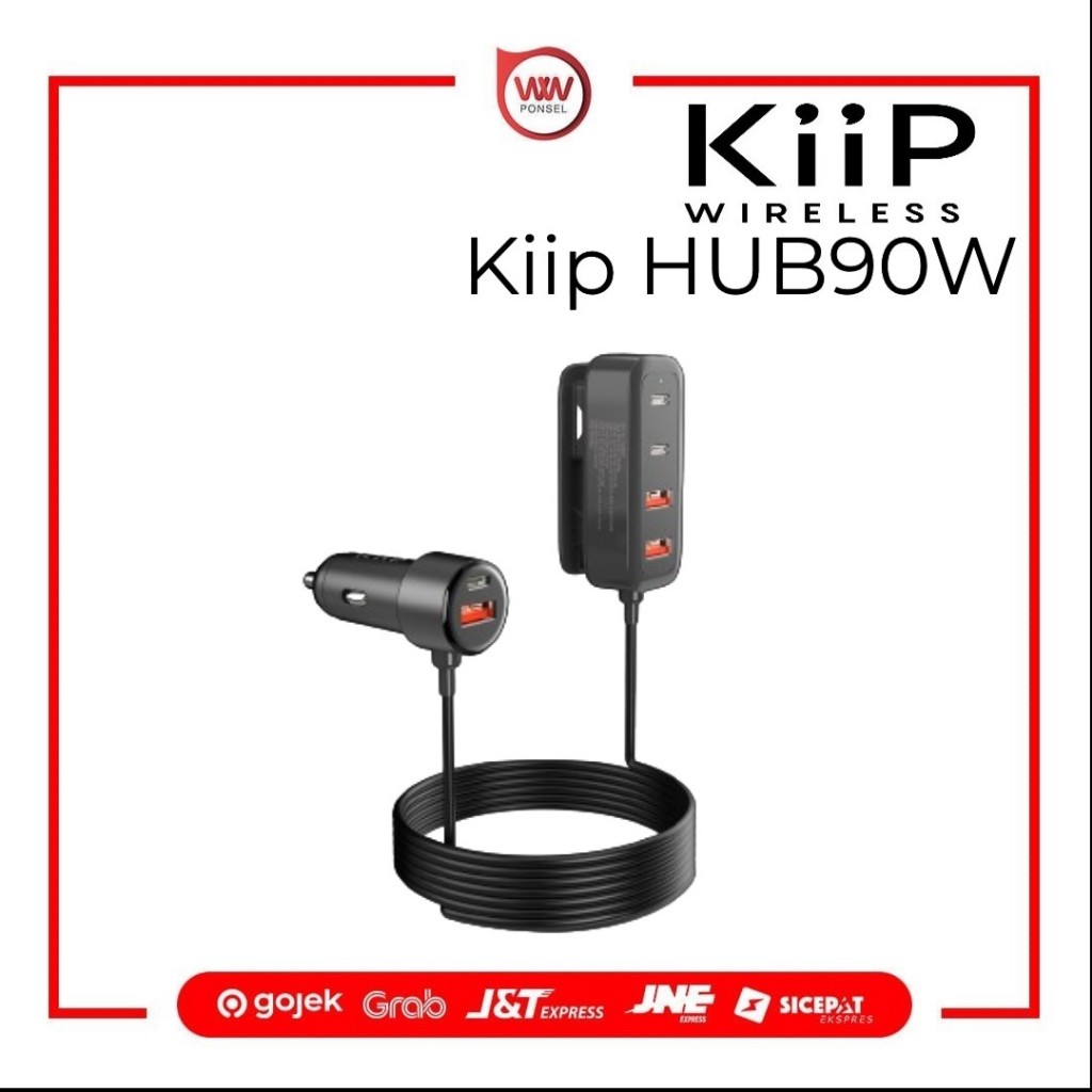 Jual KiiP HUB90W Car Charger Mobil 90W Ultra Fast Charging Type-C USB ...