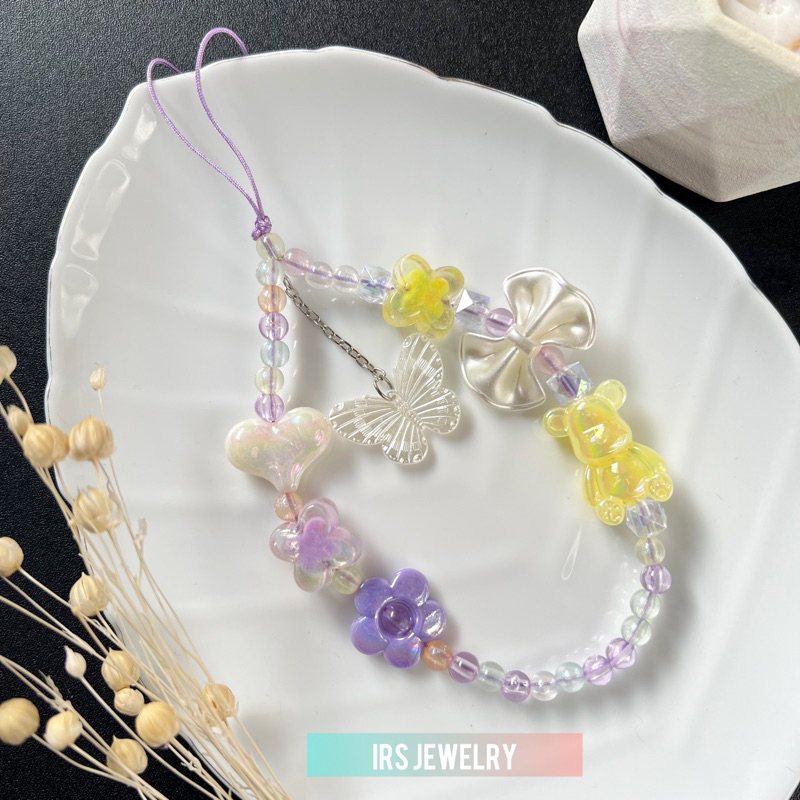 Jual Phone Strap Beads Ungu Series/ Tali Lanyard Handphone Manik Pita ...