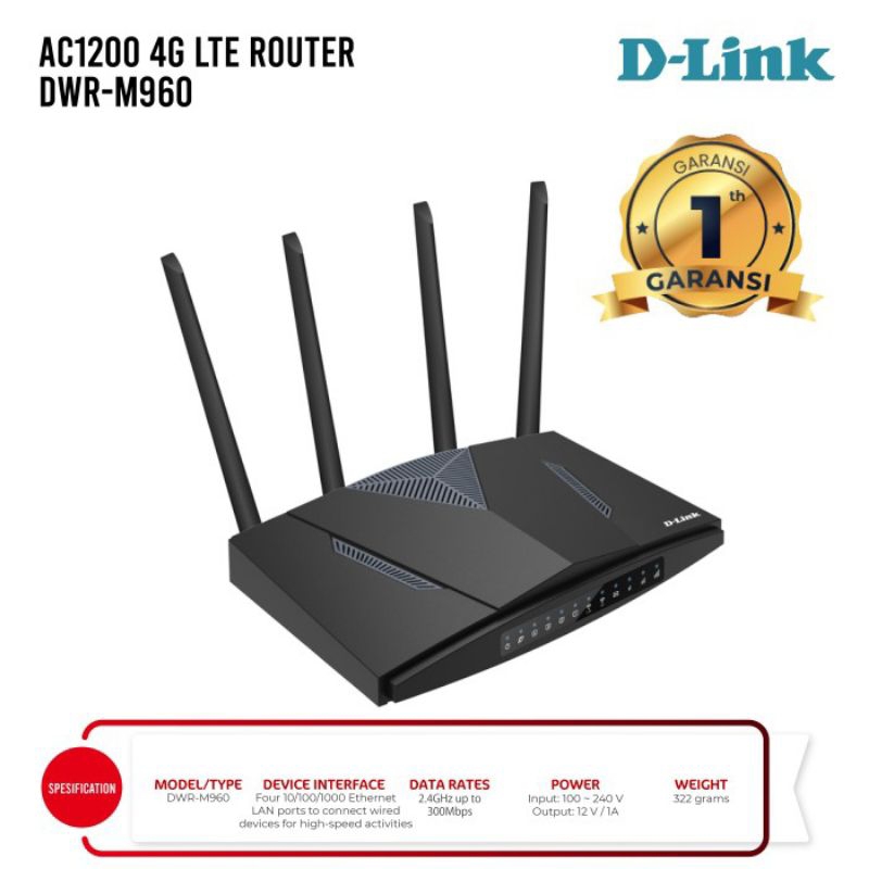 Jual DLINK DWR-M960 AC1200 4G LTE Gigabit Modem Wireless Router ...