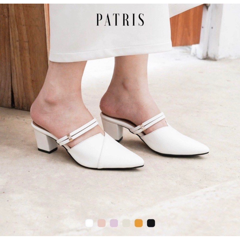 Jual Patris Aileen Mules White 5cm / Sepatu Heels Warna Putih Size 40 ...