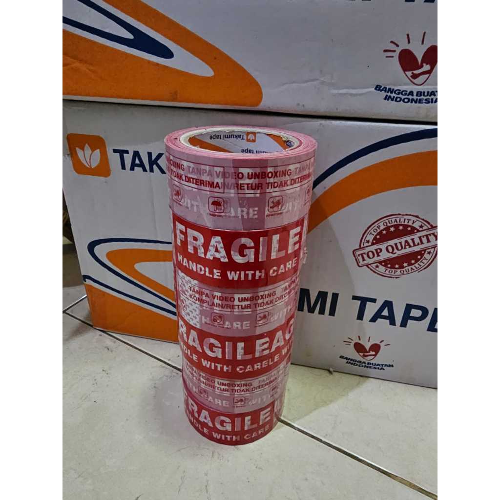 Jual LAKBAN FRAGILE UNBOXING 100YARD FULL X 45MM 50MICRON 1SLOT ISI ...