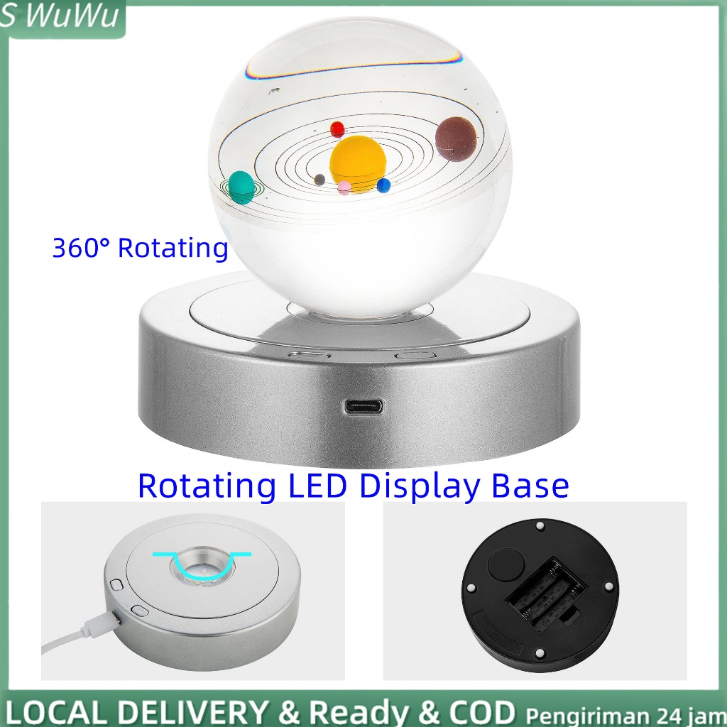 Jual Rotating LED Display Base Colorful Light Crystal Display Base ...