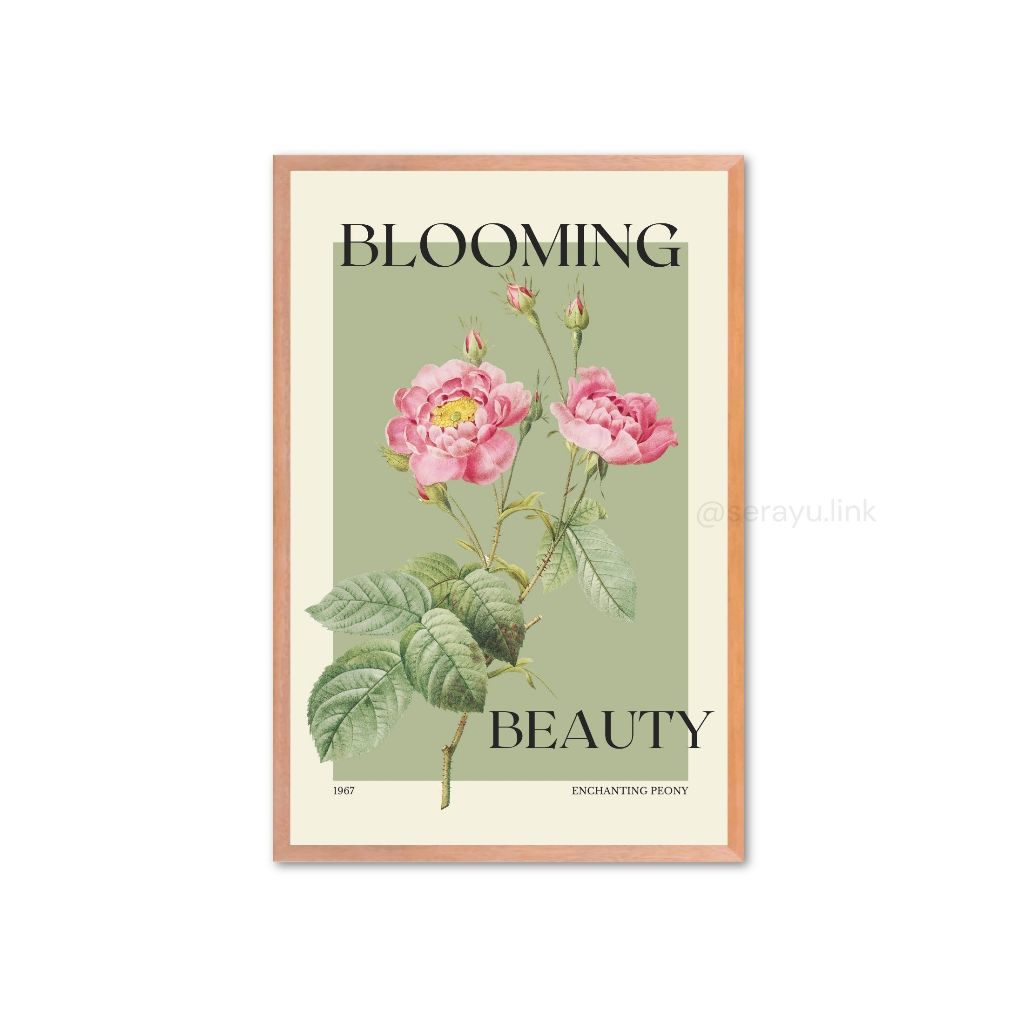 Jual Poster Bunga Peony "Blooming & Beauty" Plus Bingkai Kayu Minimalis ...