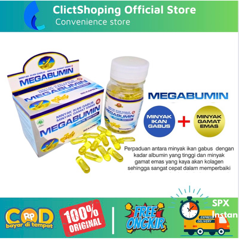 Jual MEGABUMIN 50 Kapsul Minyak Ikan Gabus Minyak Gamat Emas | Shopee ...