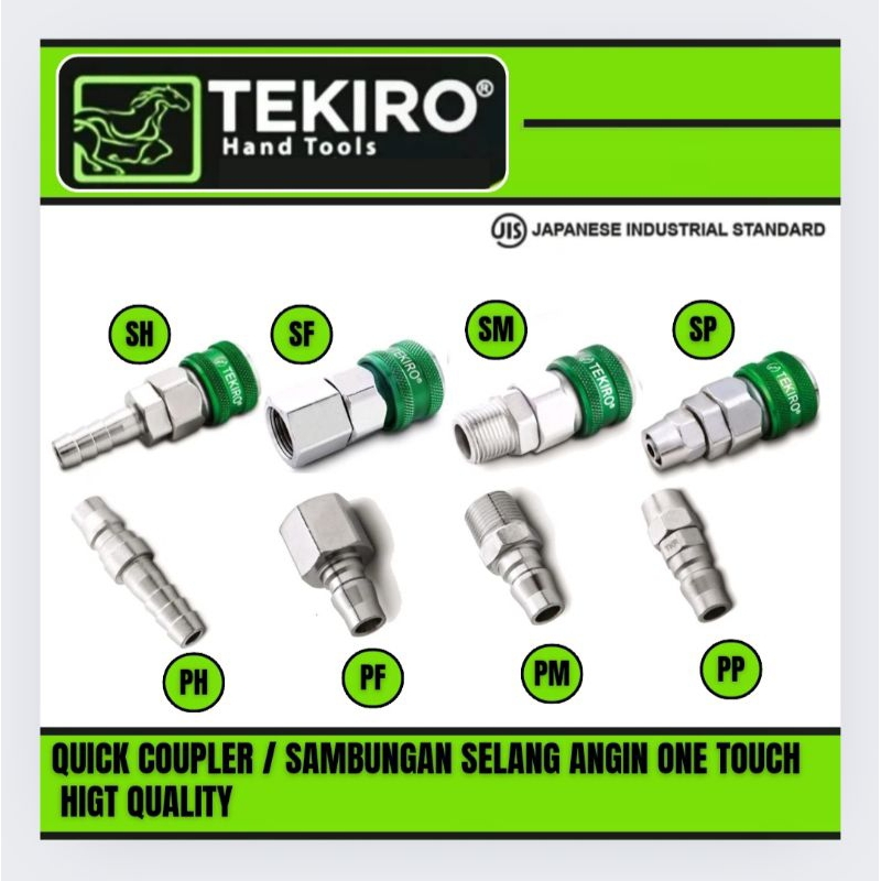 Jual TEKIRO Quick Coupler Nepel Sambungan Selang Angin Kompresor One Touch ORIGINAL | Shopee ...