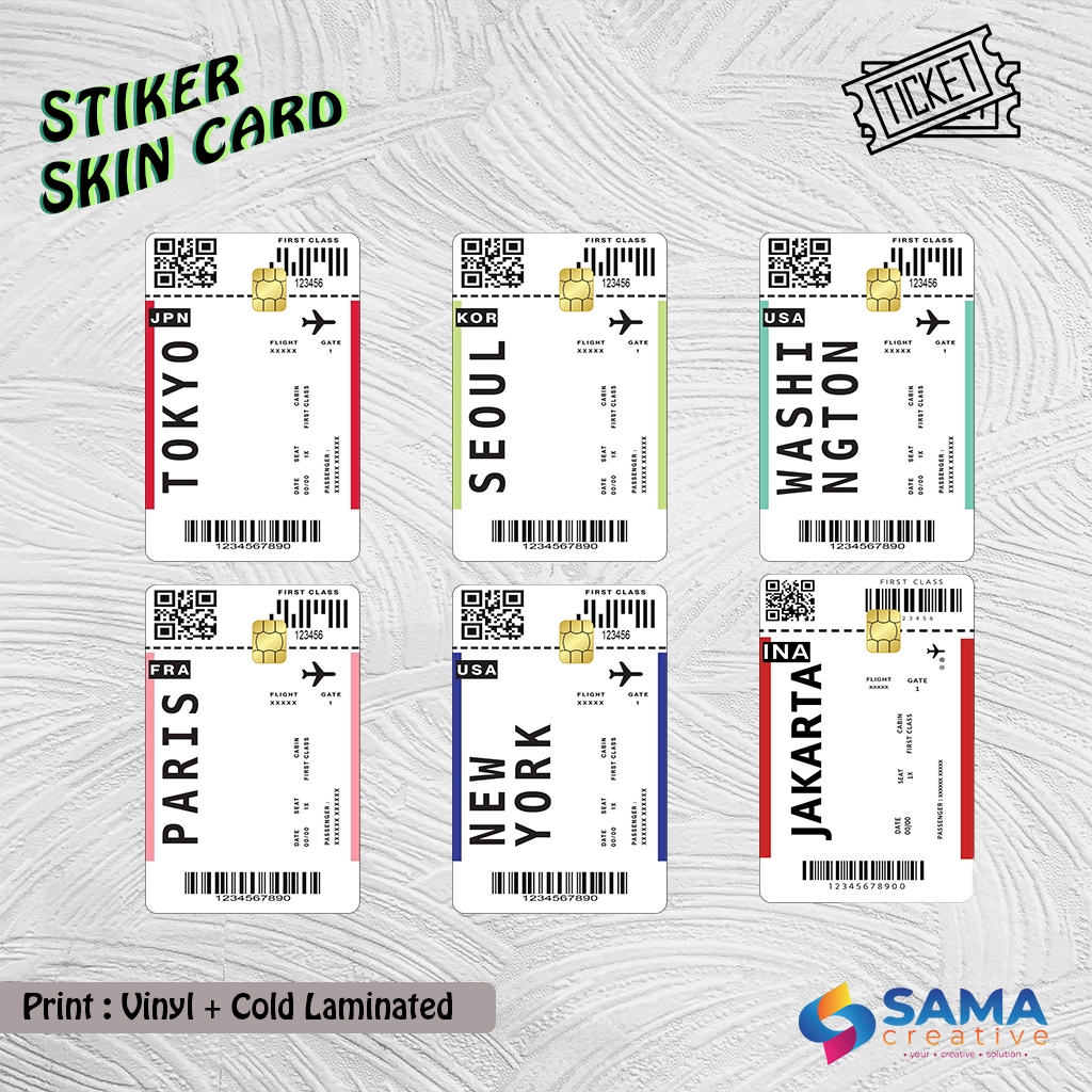Jual Ticket First Class Sticker Skin Card - Vinyl ATM Debit Credit ...