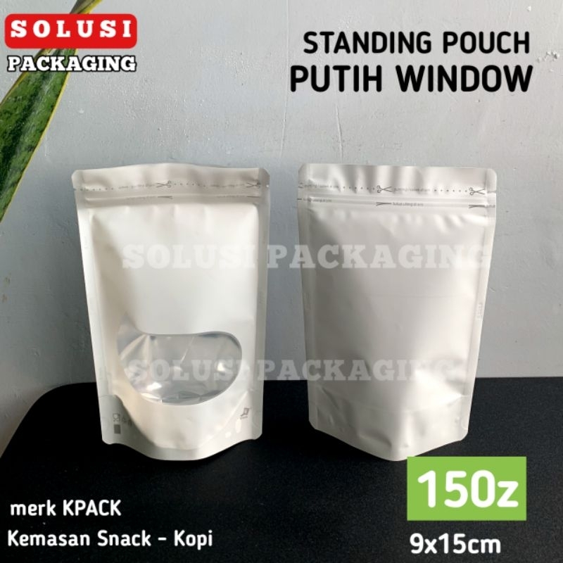 Jual Standing Pouch PUTIH kombinasi Transmetz WINDOW 150Z 150gr 9x15cm ...