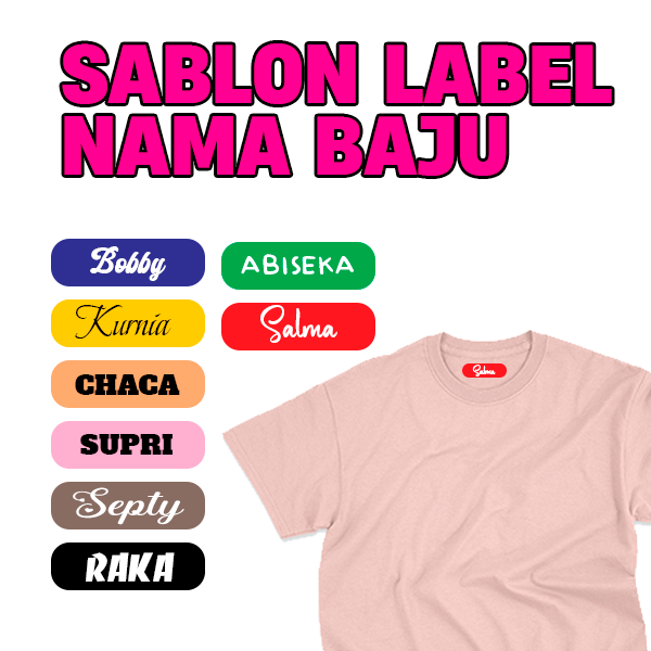 Jual Sticker Nama Label Printing Kain / kaos Sablon Setrika Isi 50pcs ...