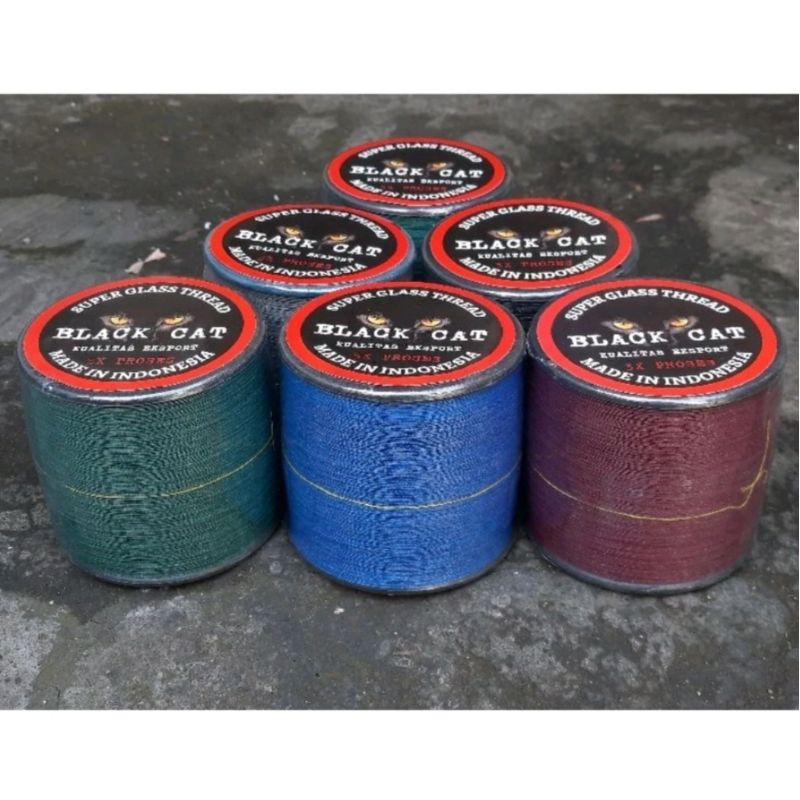 Jual Benang Senar Gelasan Layangan Cap Black Cat 018 Panjang 3000 Yard ...