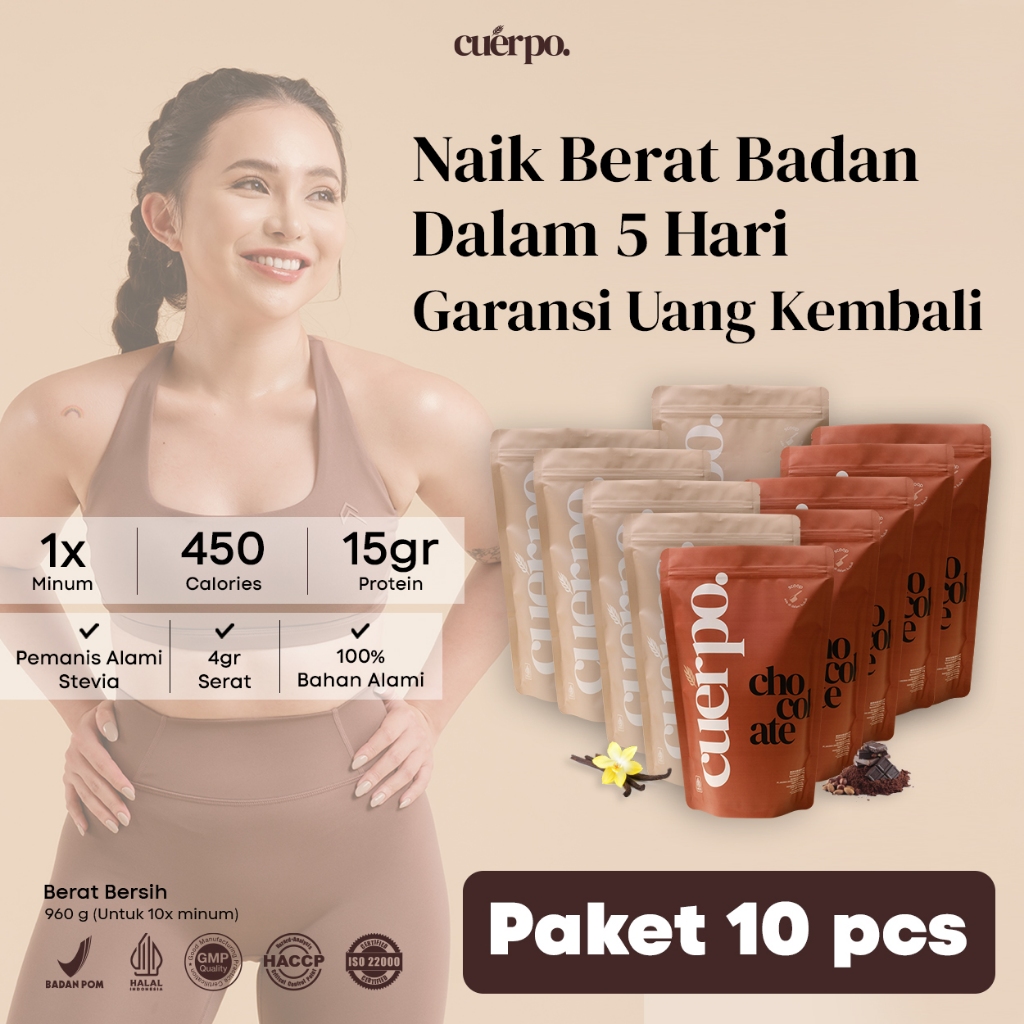 Jual Cuerpo Susu Tinggi Kalori & Protein 960 Gram Bundling 10 Pouch ...