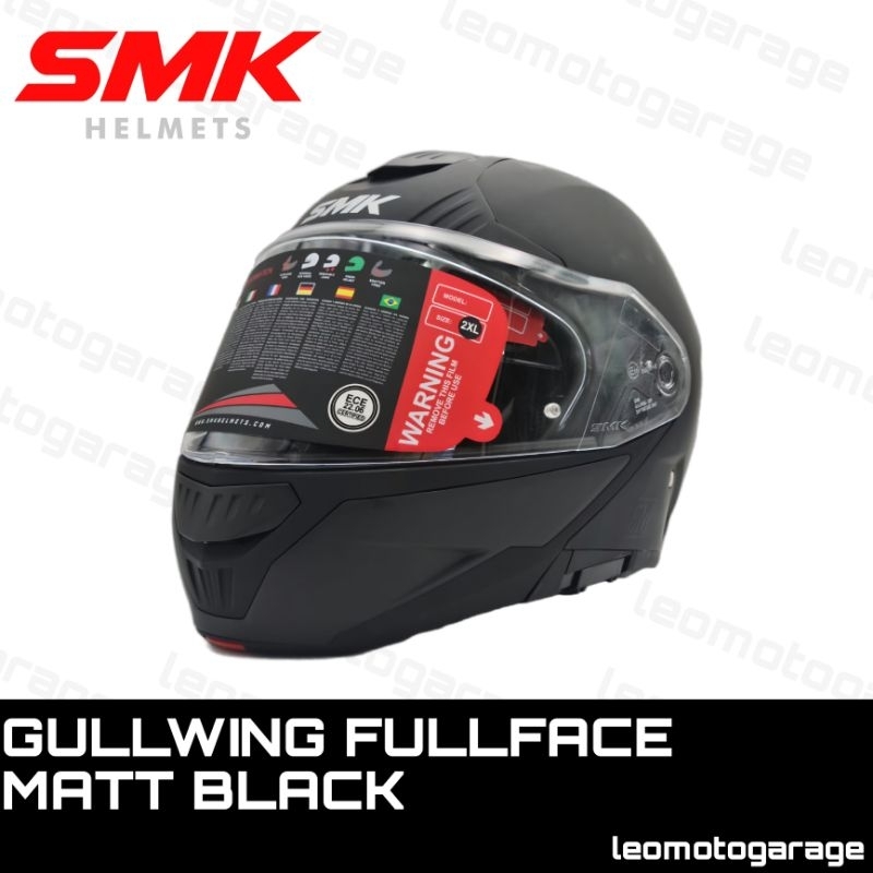 Jual HELM SMK GULLWING MODULAR POLOS MATT BLACK | Shopee Indonesia
