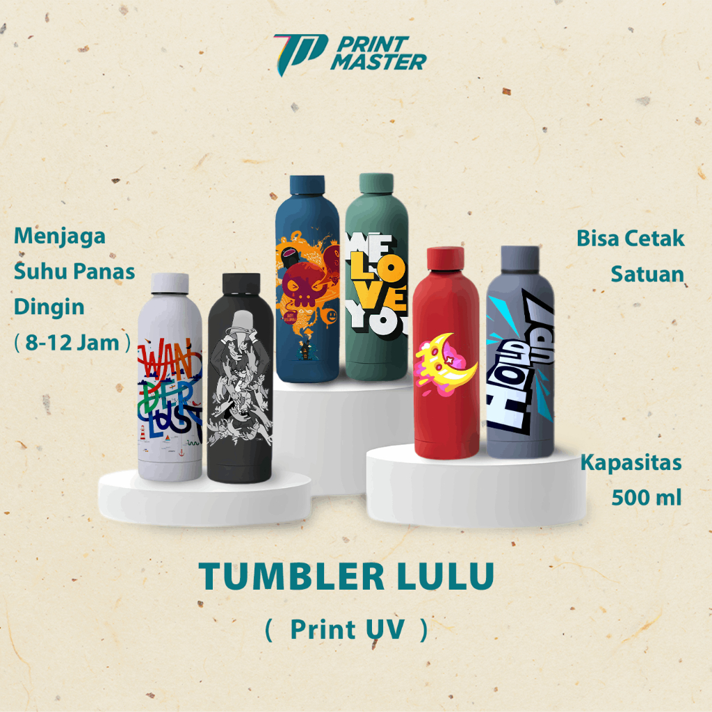 Jual Custom Tumbler Botol Minum Lulu Print UV Cetak Full Color | Shopee Indonesia