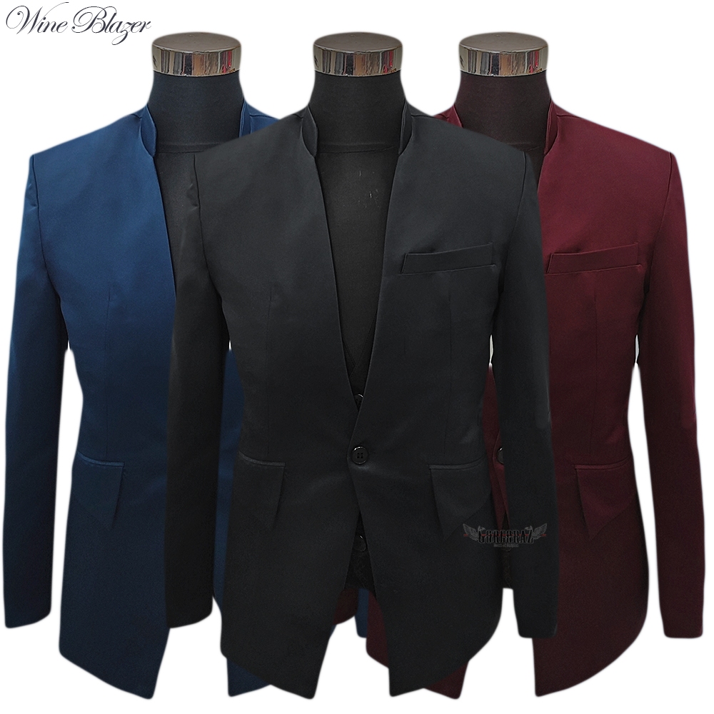 Jual Jas blazer casual slimfit hitam merah maroon dan biru navy kerah ...