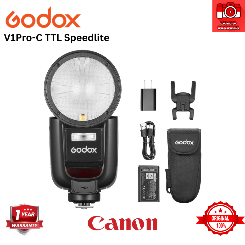 Jual Godox V1Pro-C TTL Round Head Flash for Canon V1 Pro C V1PROC | Shopee Indonesia
