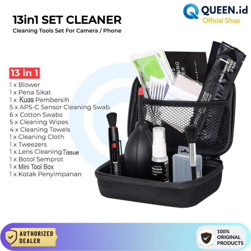 Jual QUEEN 13in1 Set Cleaner Kit Pembersih Lensa Layar Camera Cleaning ...