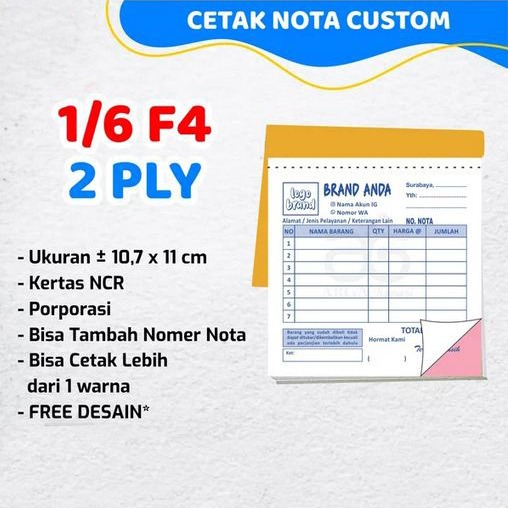 Jual Nota 1/6 Folio Custom isi 50 Lembar | Shopee Indonesia