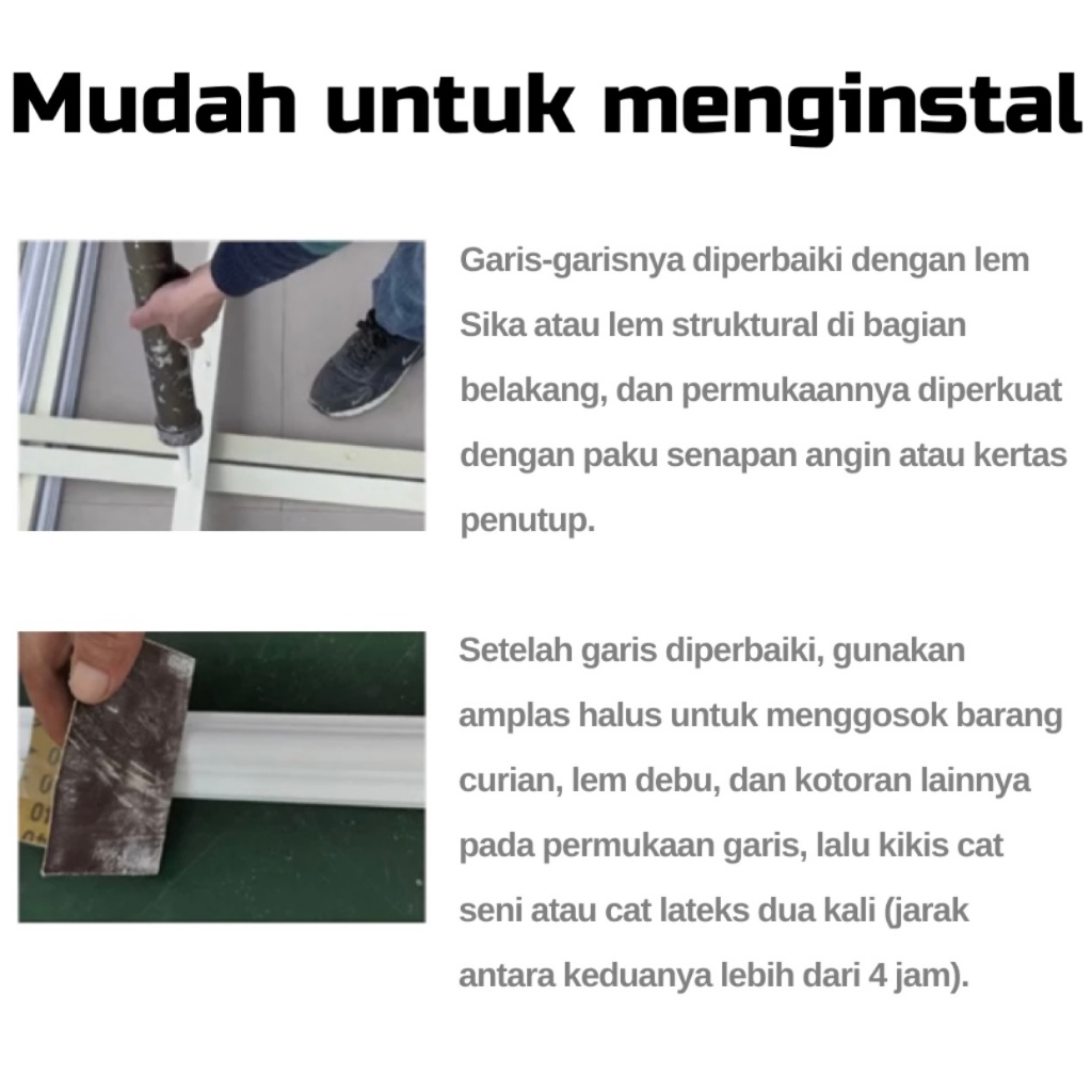 Jual [1.2METER] List Wall Moulding PVC / List Border Molding 3D ...