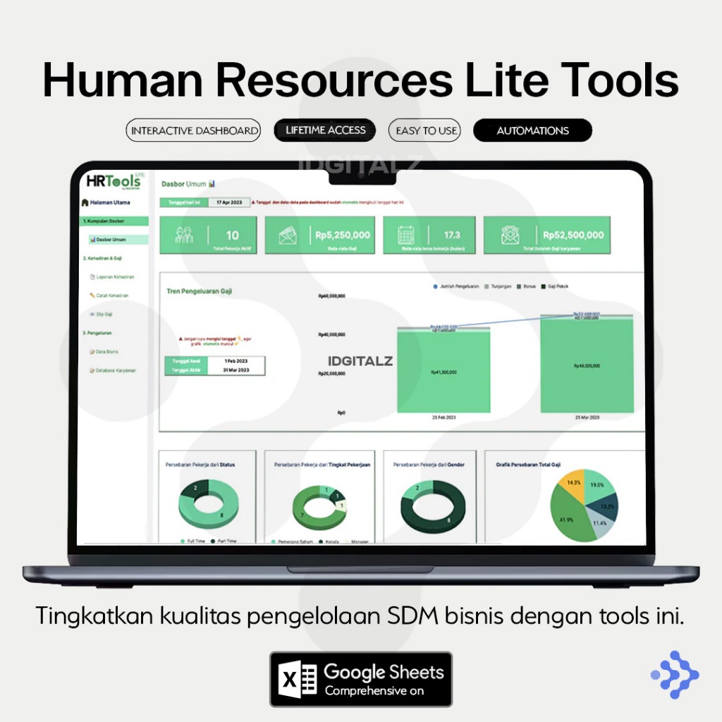 Jual [T094] Template Human Resources HR Lite Dashboard - Manajemen SDM ...