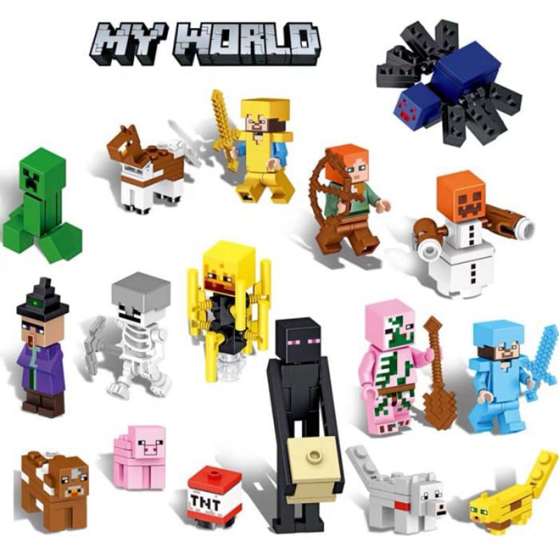 Jual MAINAN BRICKS MY WORLD MINECRAFT SET 16 FIGURE STEVE - ALEX ...