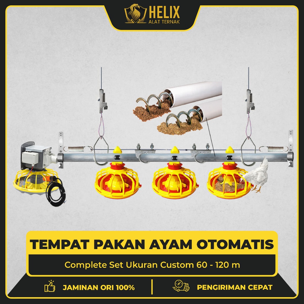 Jual Tempat Pakan Ayam Otomatis Komplit Complete Set 60 - 120 m Broiler / Kampung Pedaging ...