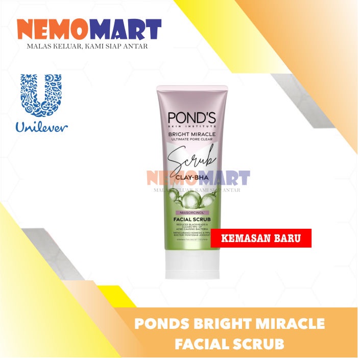 Jual POND'S BRIGHT MIRACLE ULTIMATE PORE CLEAR FACIAL SCRUB PEEL CLAY ...