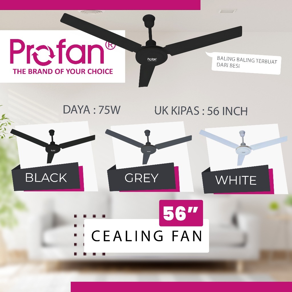 Jual PROFAN Kipas Angin Plafon / Ceiling Fan 3 Daun 56 Inch SNI BATAM ...
