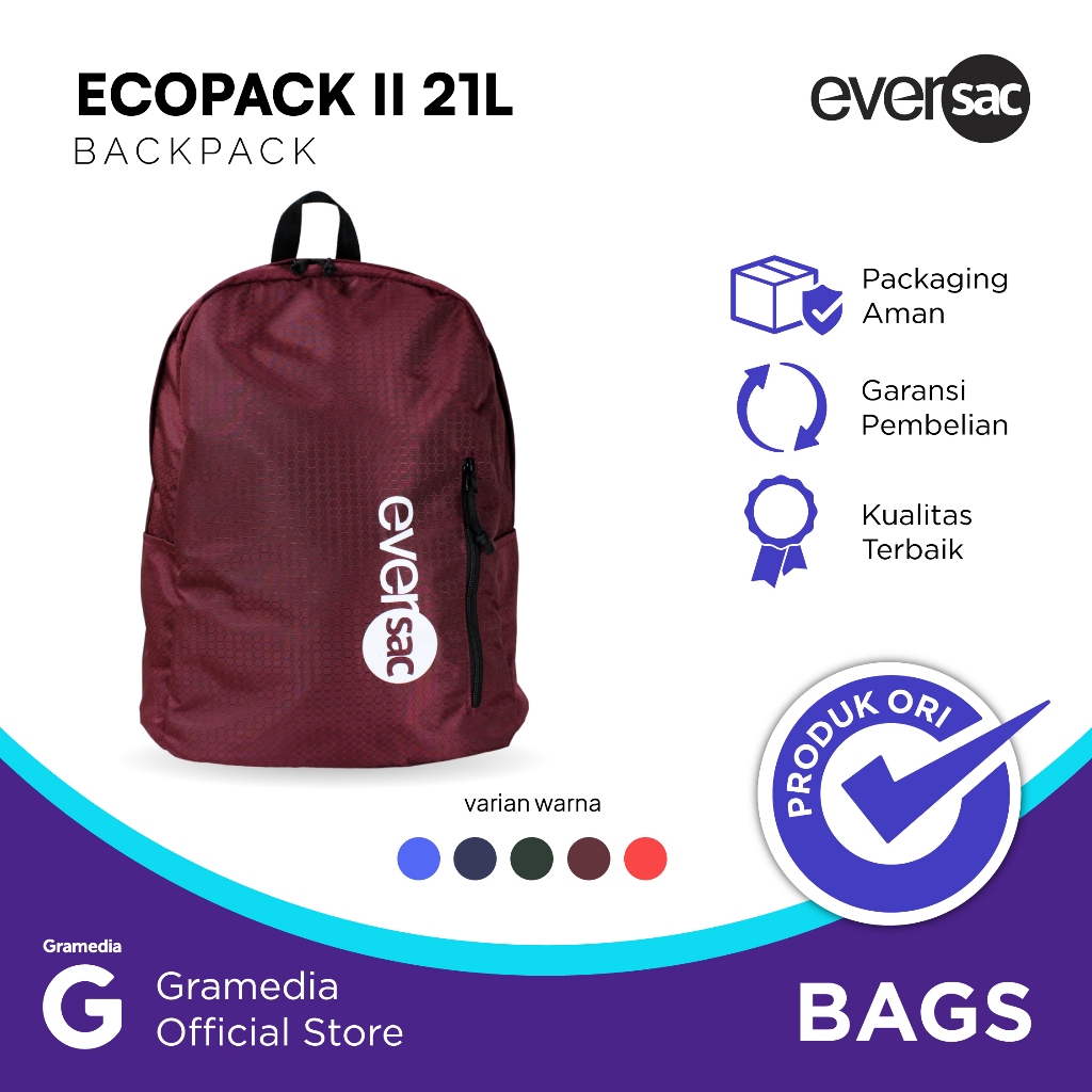 Jual Backpack / Tas Ransel / Tas Sekolah Eversac Ecopack Ii Backpack Maroon | Shopee Indonesia