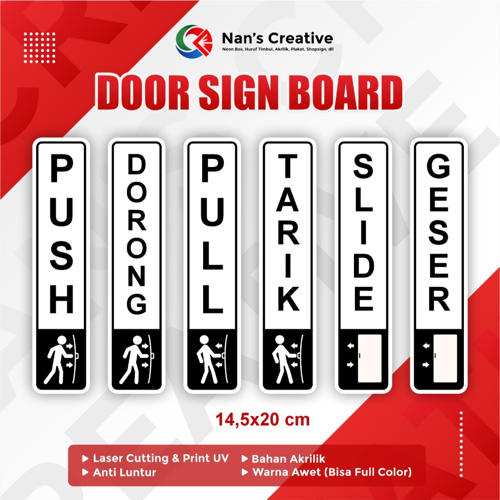 Jual Sign akrilik Push Pull/Sign Akrilik Tarik Dorong/Slide dan Geser ...