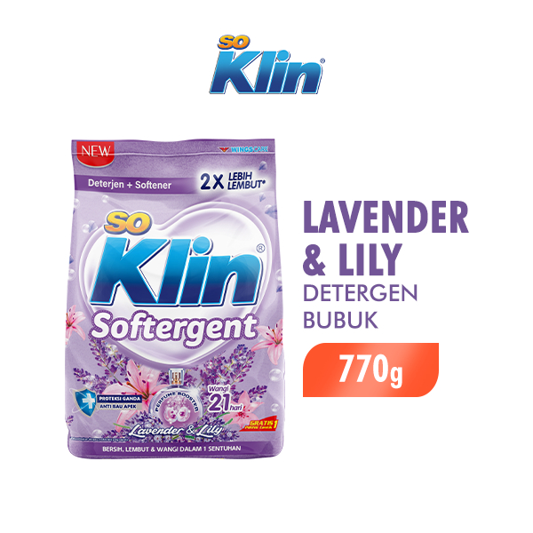Jual Soklin Deterjen Bubuk Softergent Lavender & Lily 720 gr | Shopee Indonesia